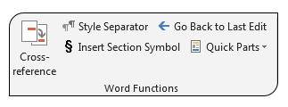 The Word Functions group provides a one-stop-shop for built in Word ...